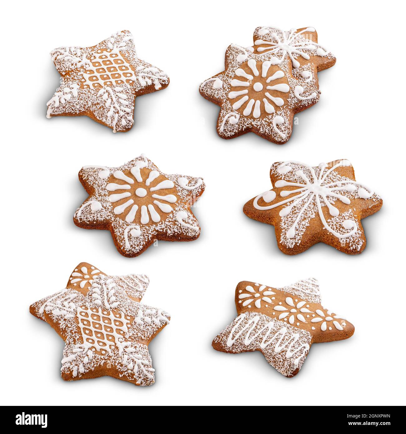 Set of star shape Christmas gingerbread on white background Stock Photo ...