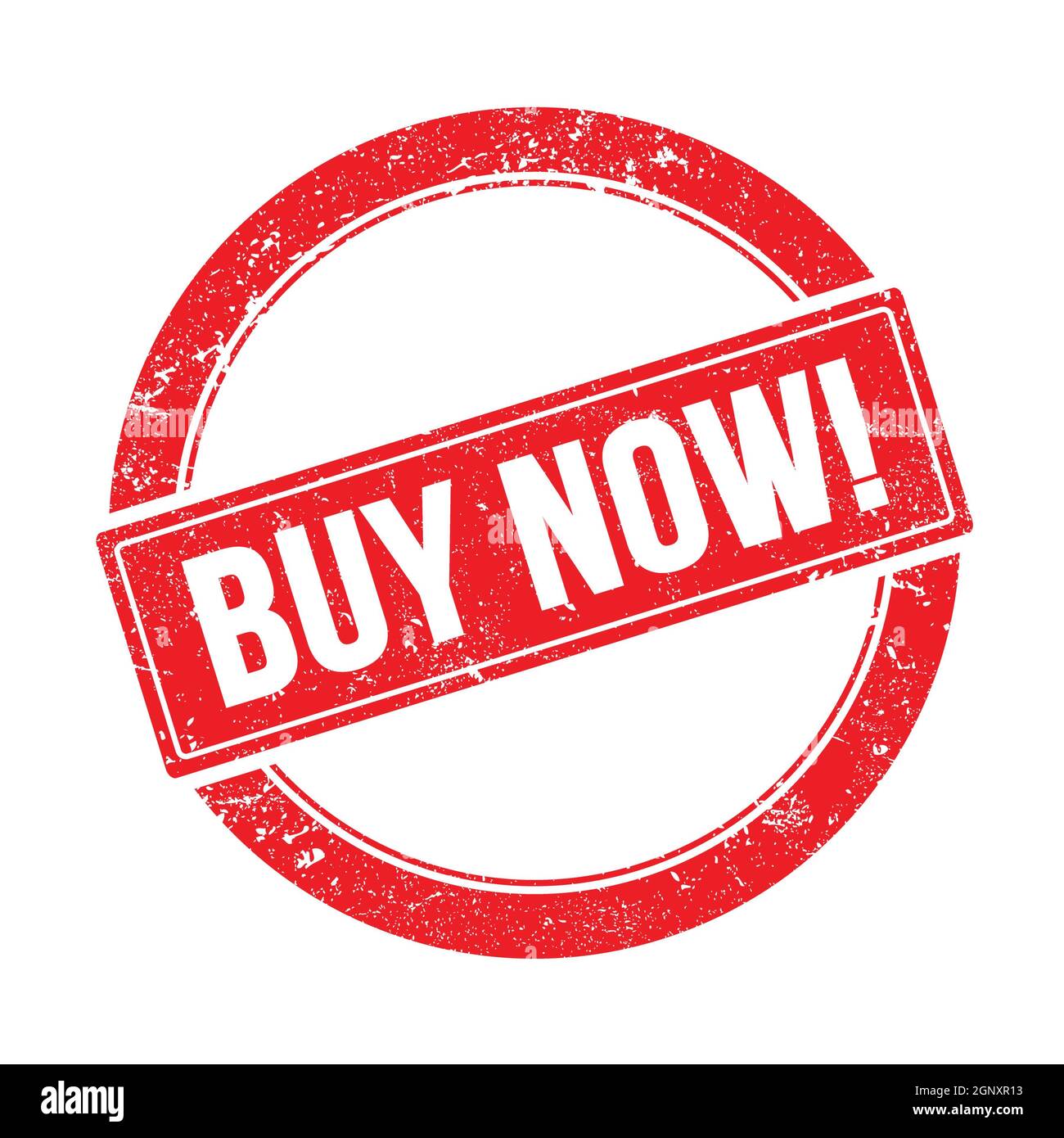 BUY NOW! text on red grungy round vintage stamp Stock Photo - Alamy