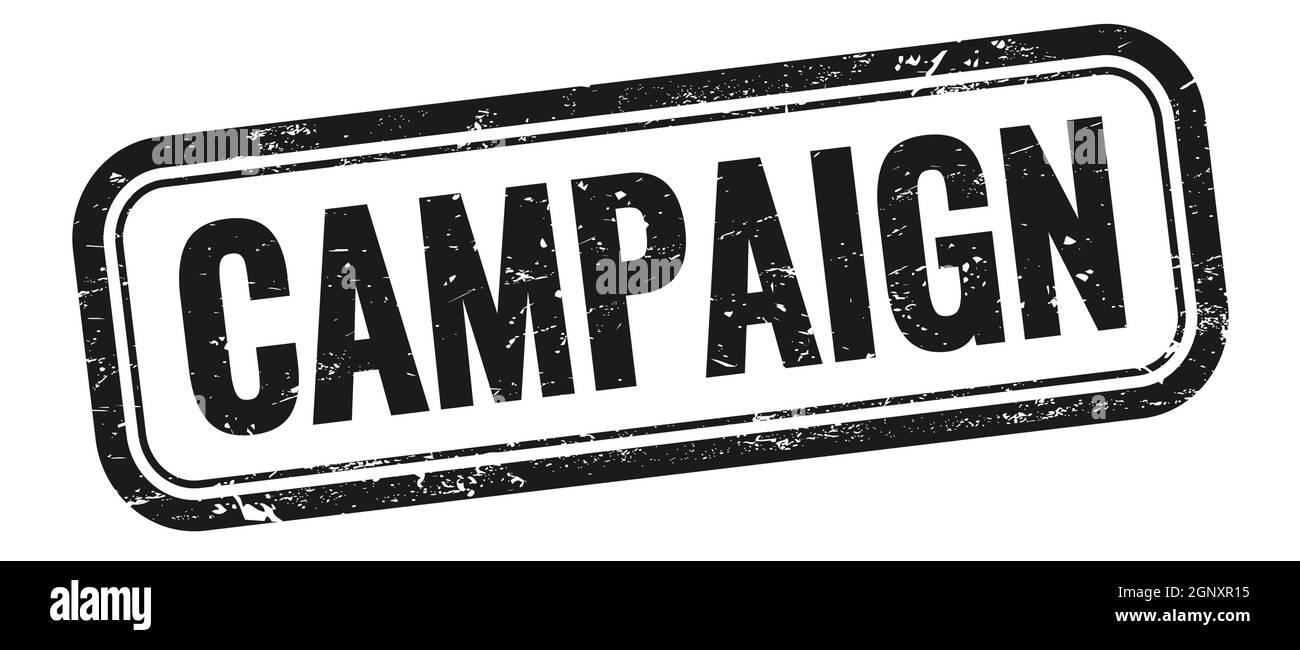 CAMPAIGN text on black grungy vintage rectangle stamp Stock Photo - Alamy