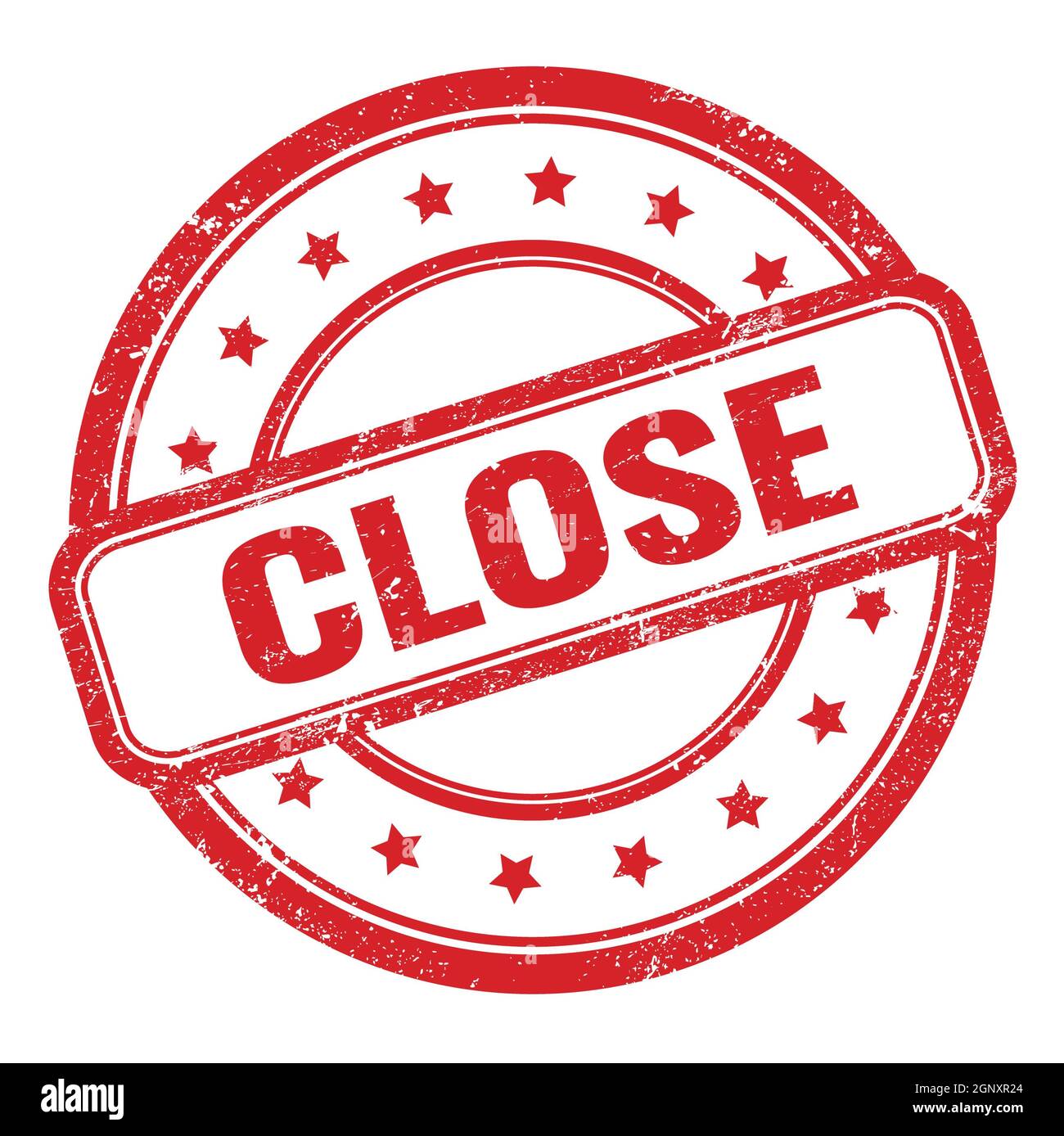 CLOSE text on red grungy vintage round rubber stamp Stock Photo - Alamy