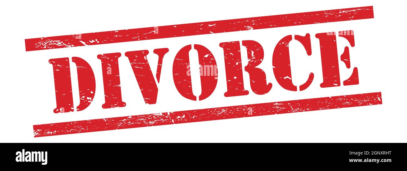 DIVORCE text on red grungy vintage rubber stamp Stock Photo - Alamy