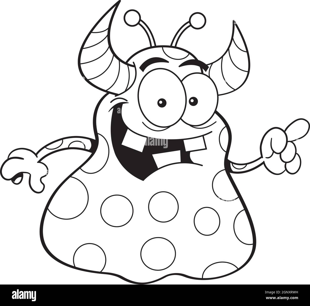 Black and white illustration of a monster pointing Stock Vector Image ...