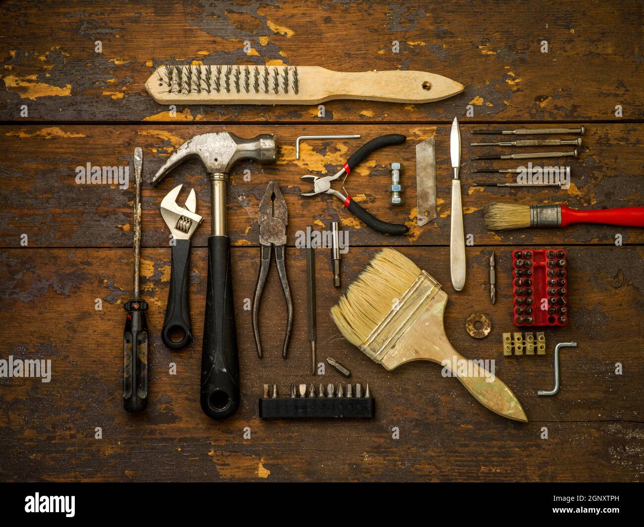 Old tools over a vintage background Stock Photo - Alamy