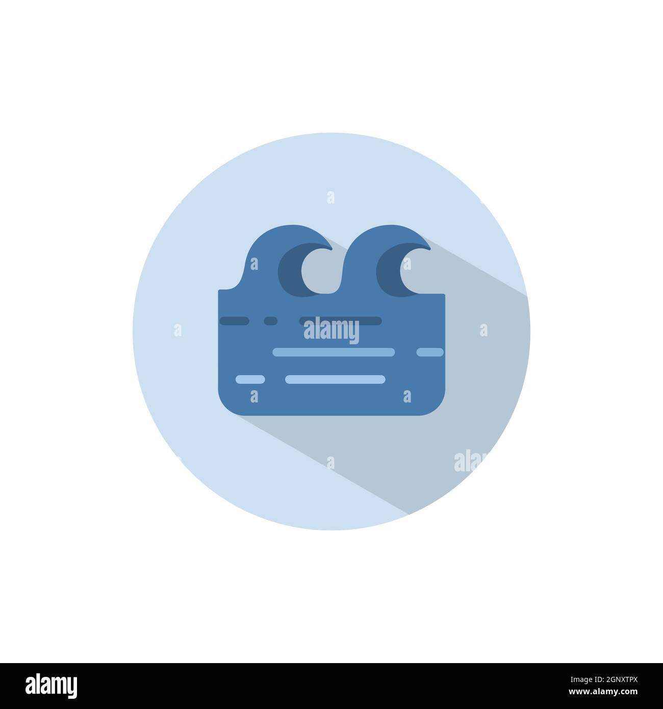 Waves on the sea. Flat icon on a circle. Weather vector illustration ...