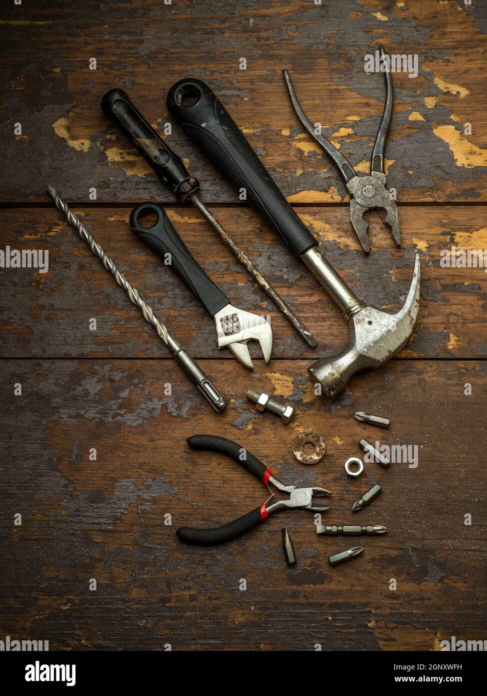 Old tools over a vintage background Stock Photo - Alamy
