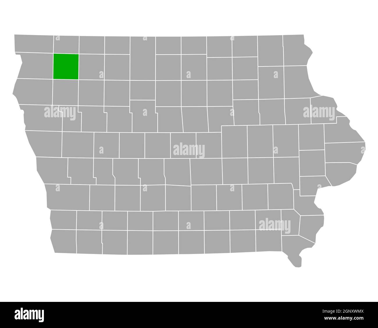 Map of O'Brien in Iowa Stock Photo - Alamy