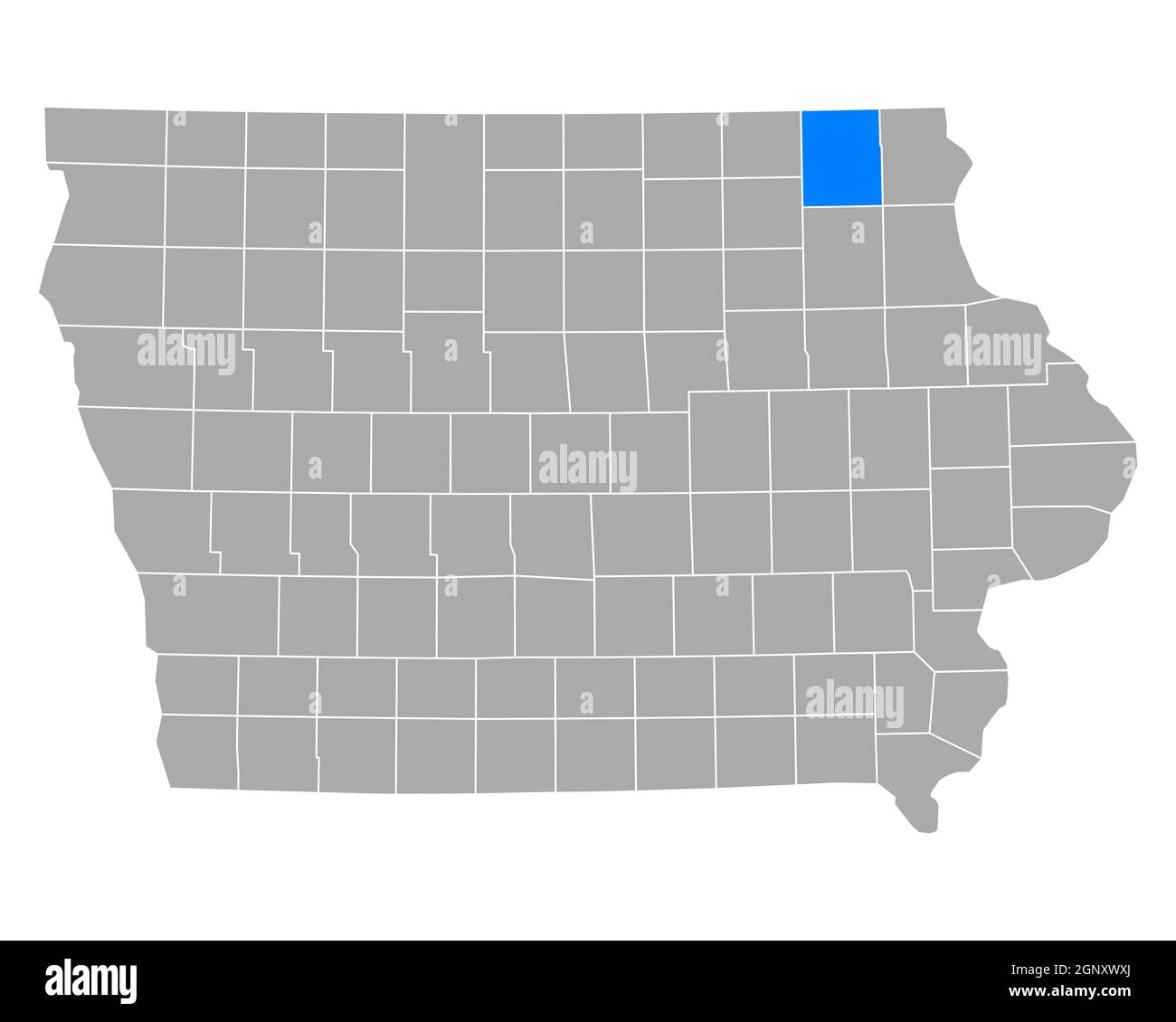 Map of Winneshiek in Iowa Stock Photo - Alamy