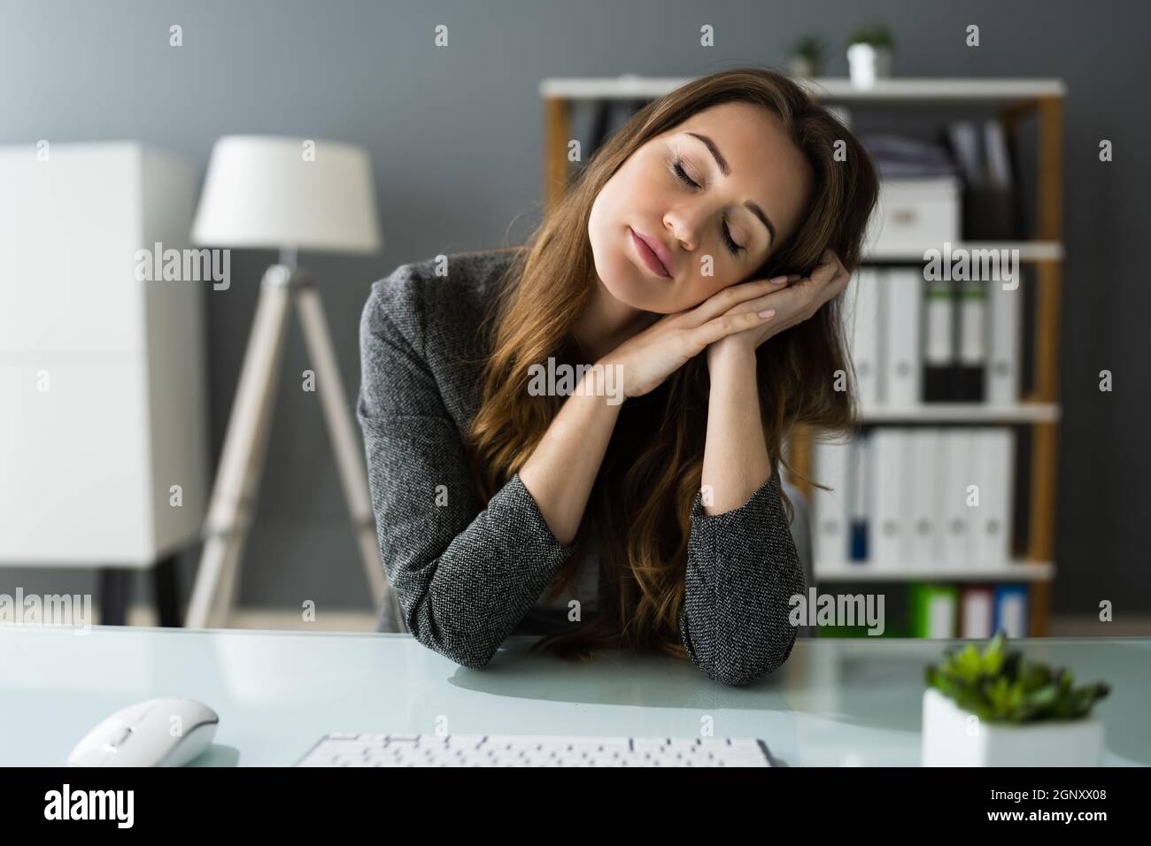 Bored Employee Person Portrait In Video Conference Call Stock Photo - Alamy