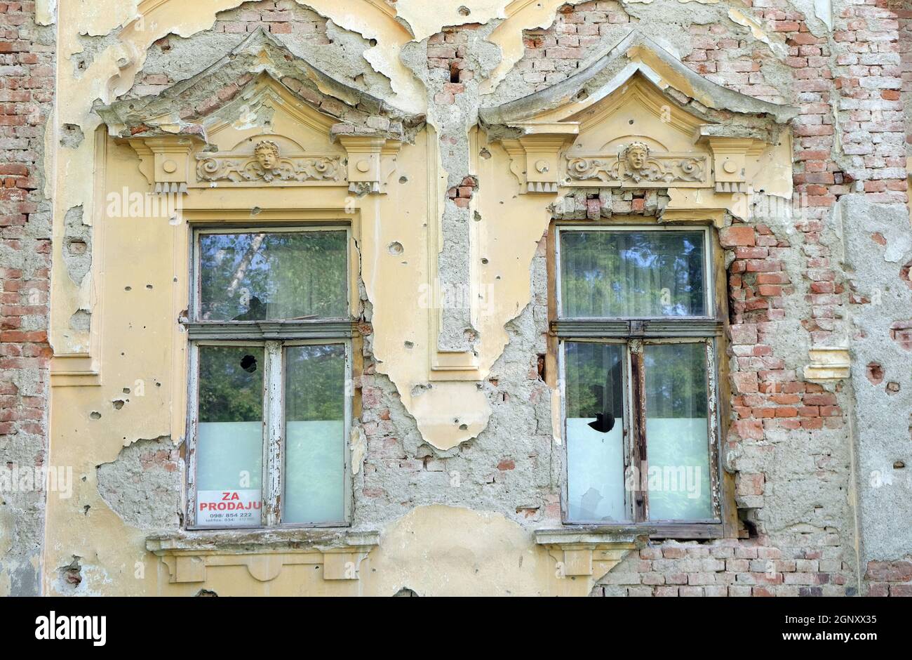 Destroyed house as war aftermath. The Croatian War of Independence was ...