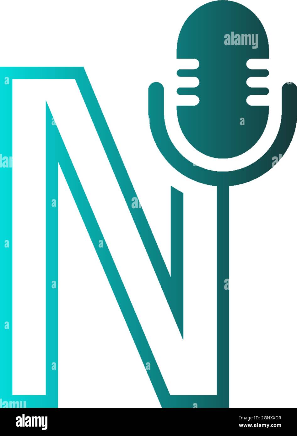 Mic, podcast combine with letters design vector icon Stock Vector Image ...