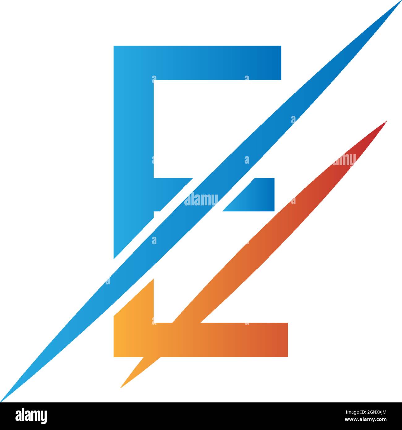 E Letter Slash Logo, Concept Letter E + icon slash illustration Stock ...