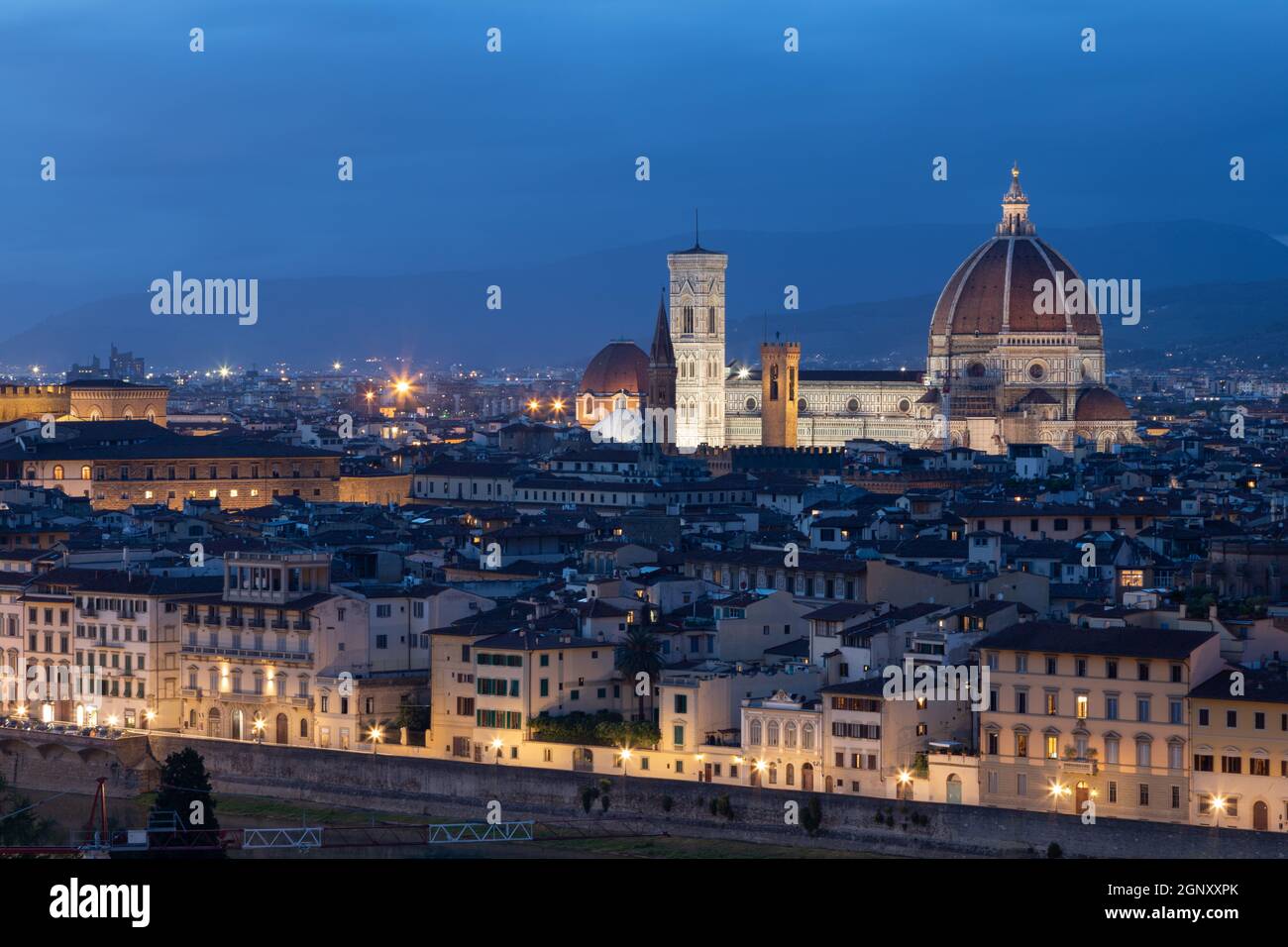 View of Florence after sunset from Piazzale Michelangelo, Florence ...