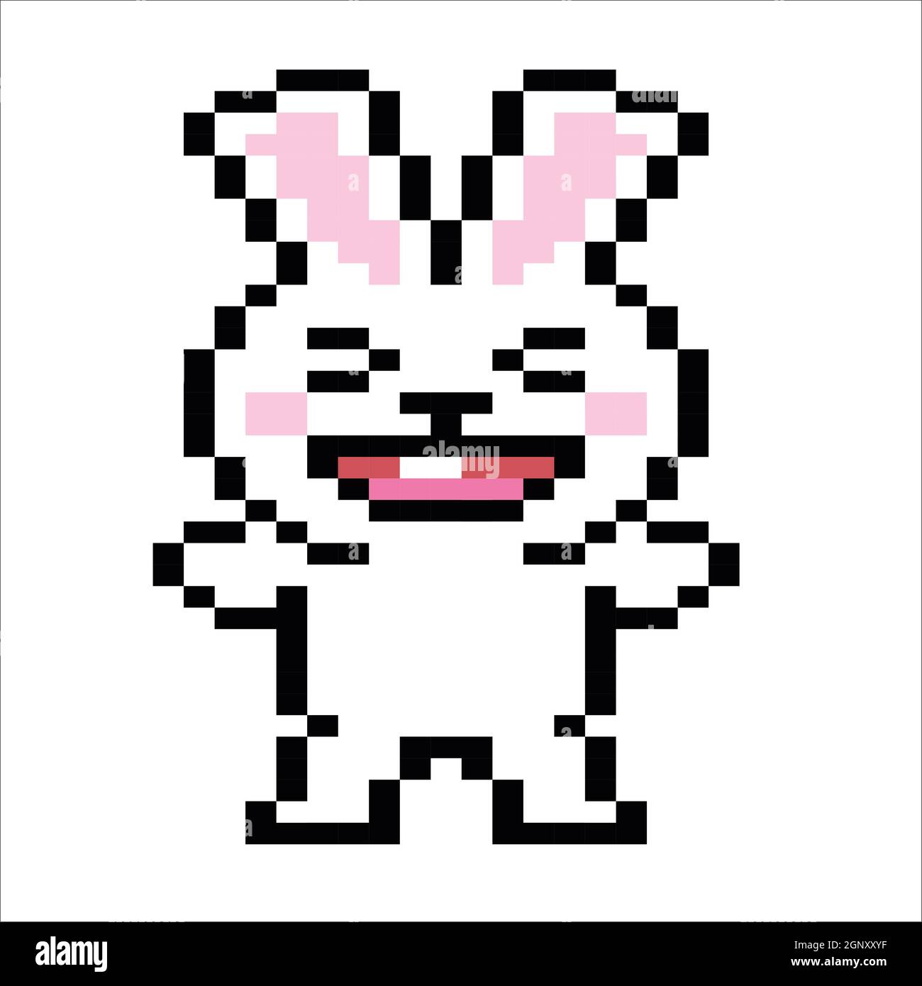 cute rabbit Pixel Art isolated on white Background. Animal Pixel art ...