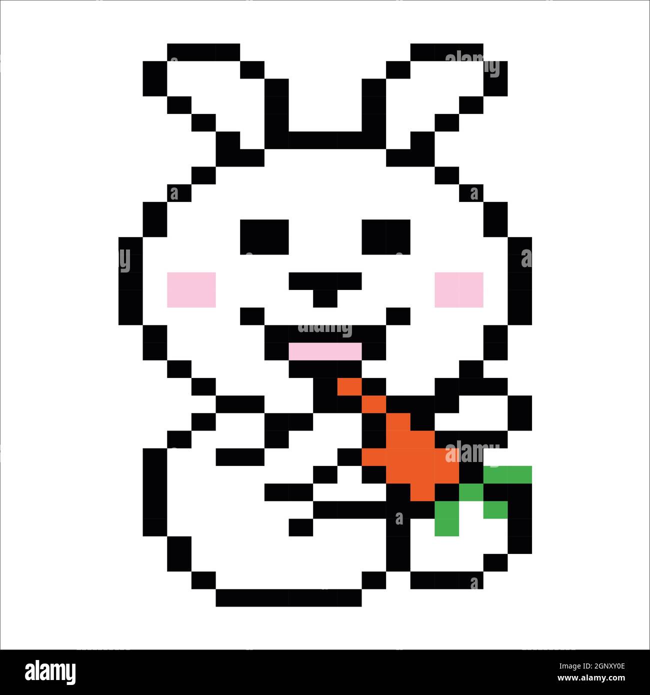 cute rabbit Pixel Art isolated on white Background. Animal Pixel art ...