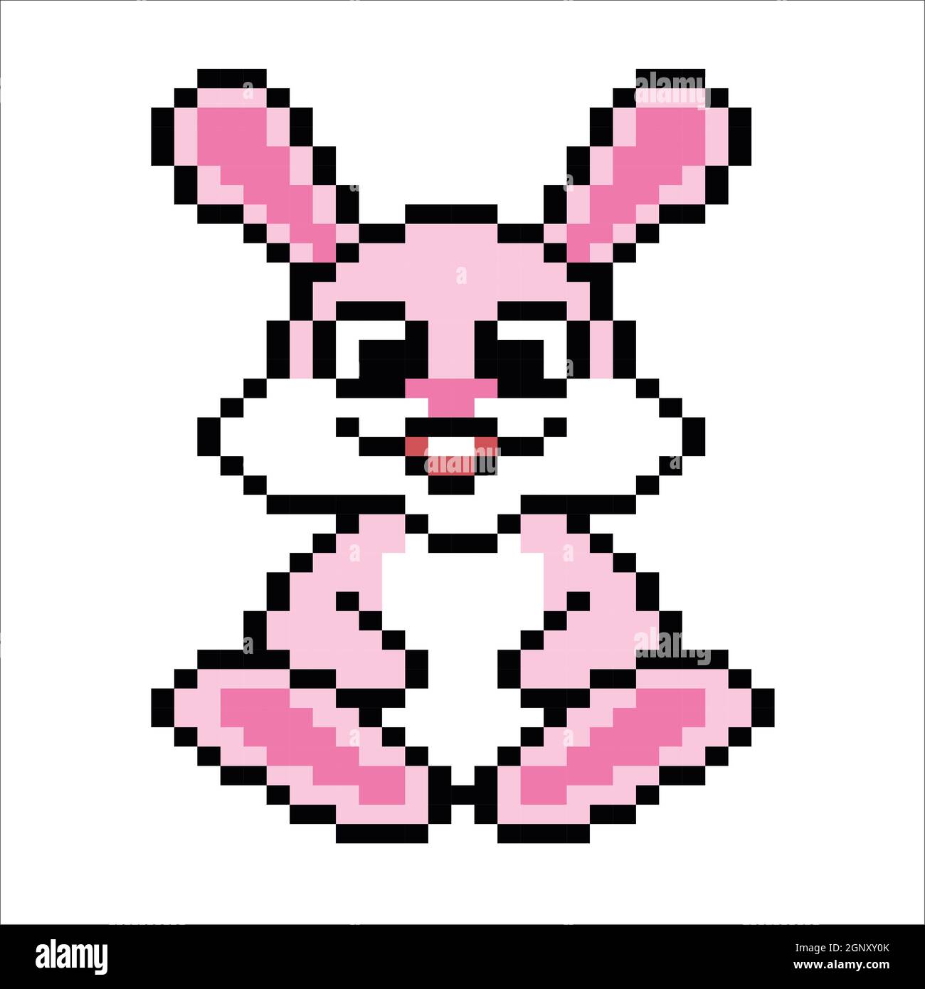 cute rabbit Pixel Art isolated on white Background. Animal Pixel art ...