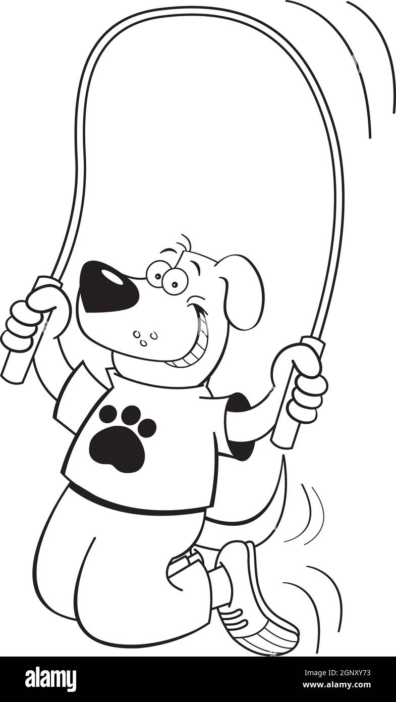 Black and white illustration of a dog jumping rope Stock Vector Image ...