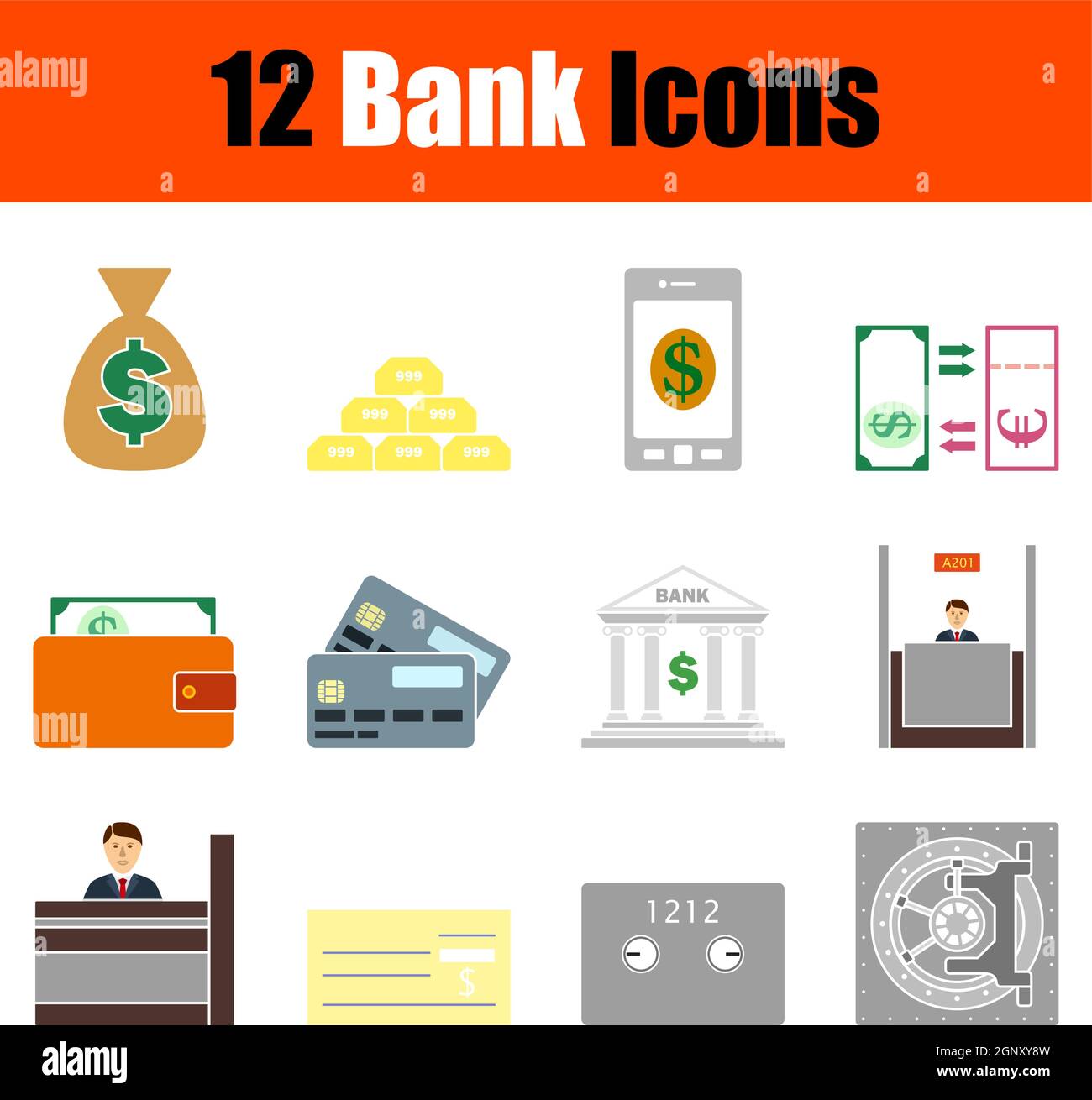 Bank Icon Set Stock Vector Image & Art - Alamy