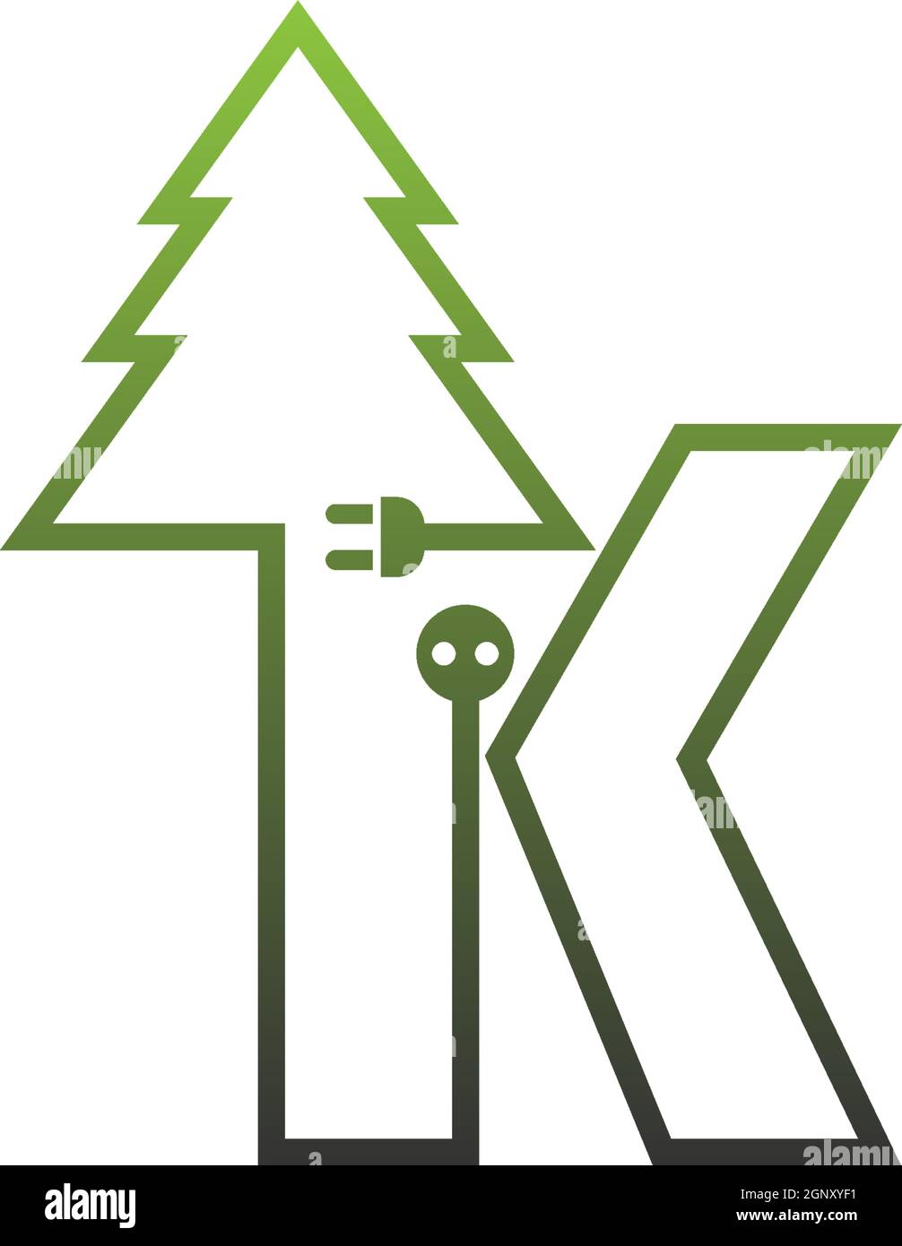 K Letter tree Logo, Concept Letter K + icon tree vector Stock Vector ...