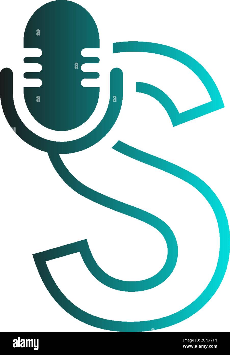Mic, podcast combine with letters design vector icon Stock Vector Image ...