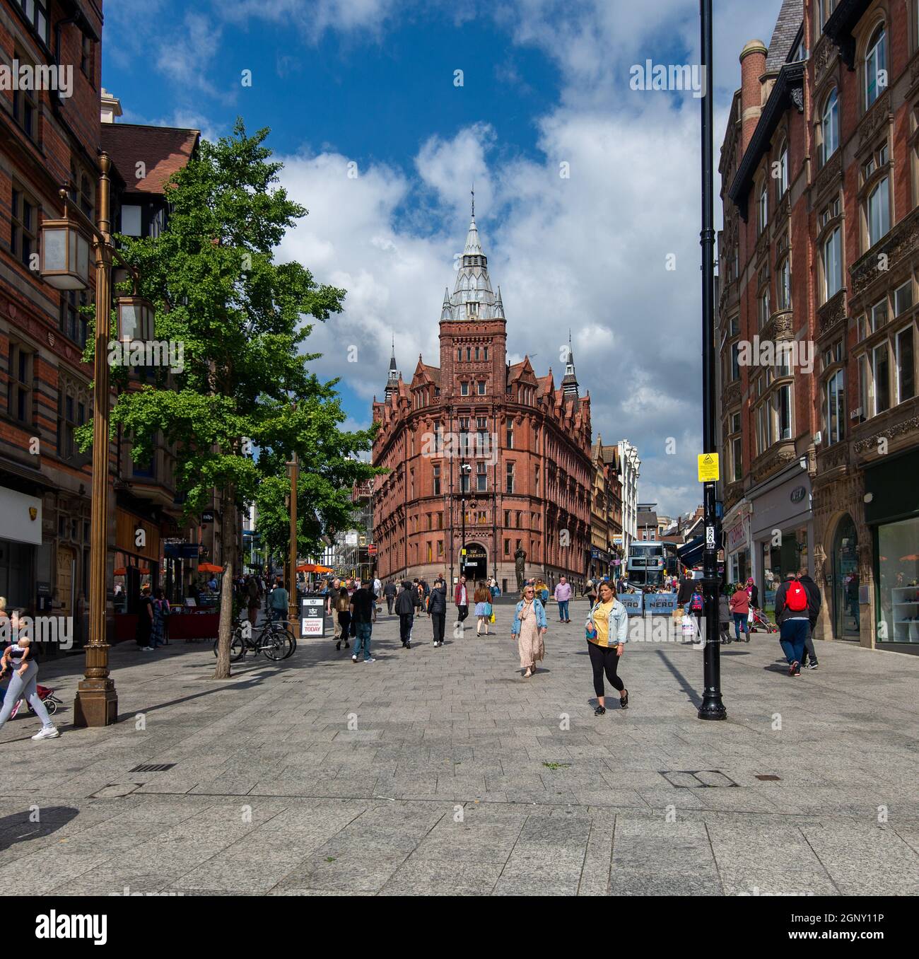Looking up King Street in Nottingham city centre, on a summer day ...