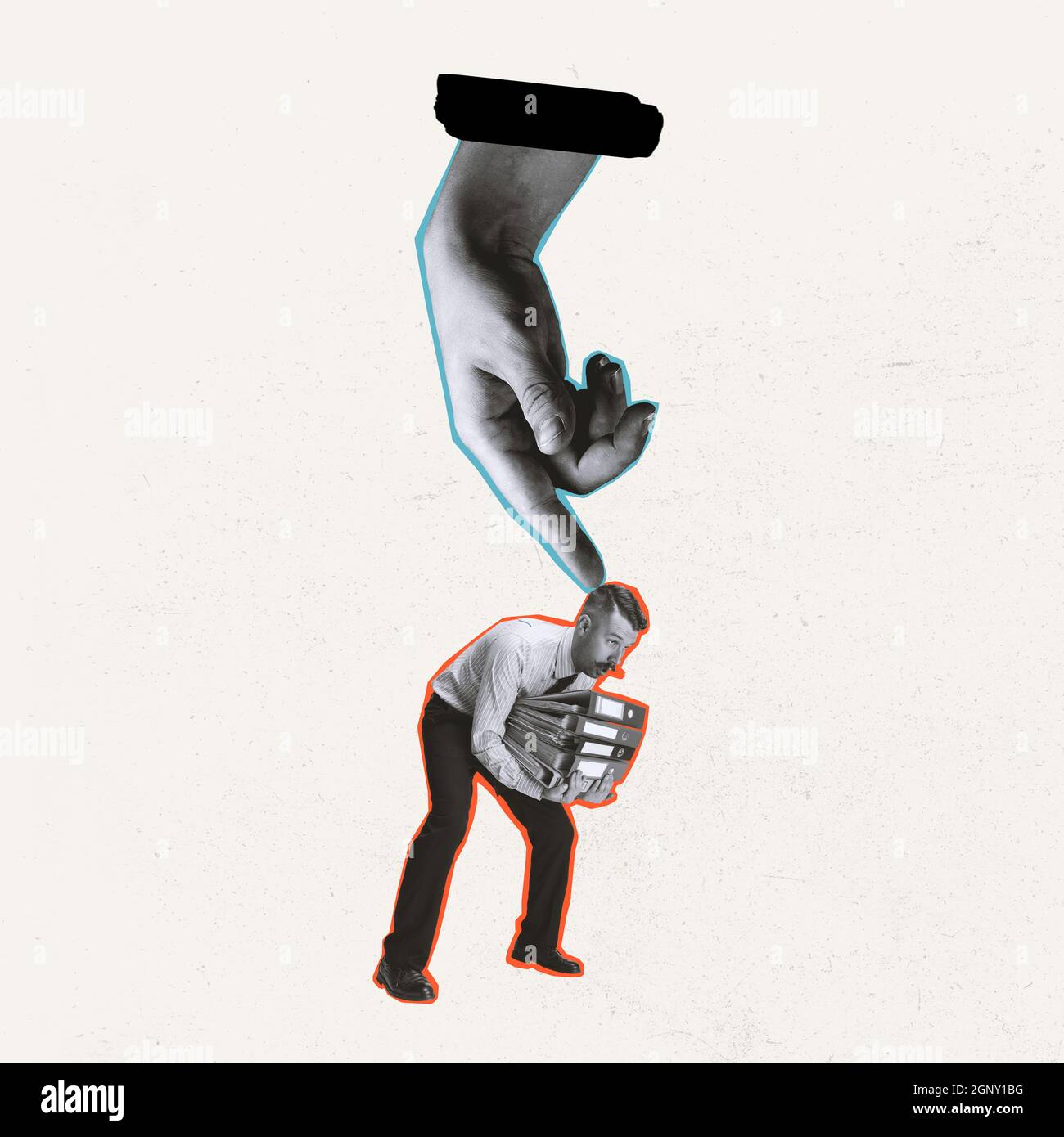 Contemporary art collage of employee under work pressure. Career ...