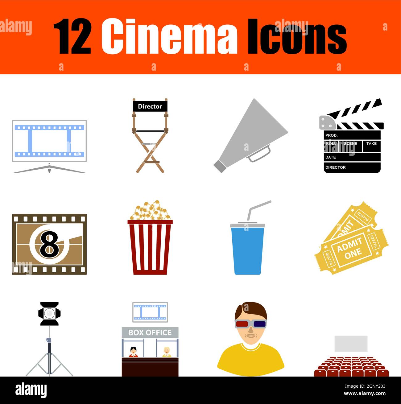 Cinema Icon Set Stock Vector Image & Art - Alamy