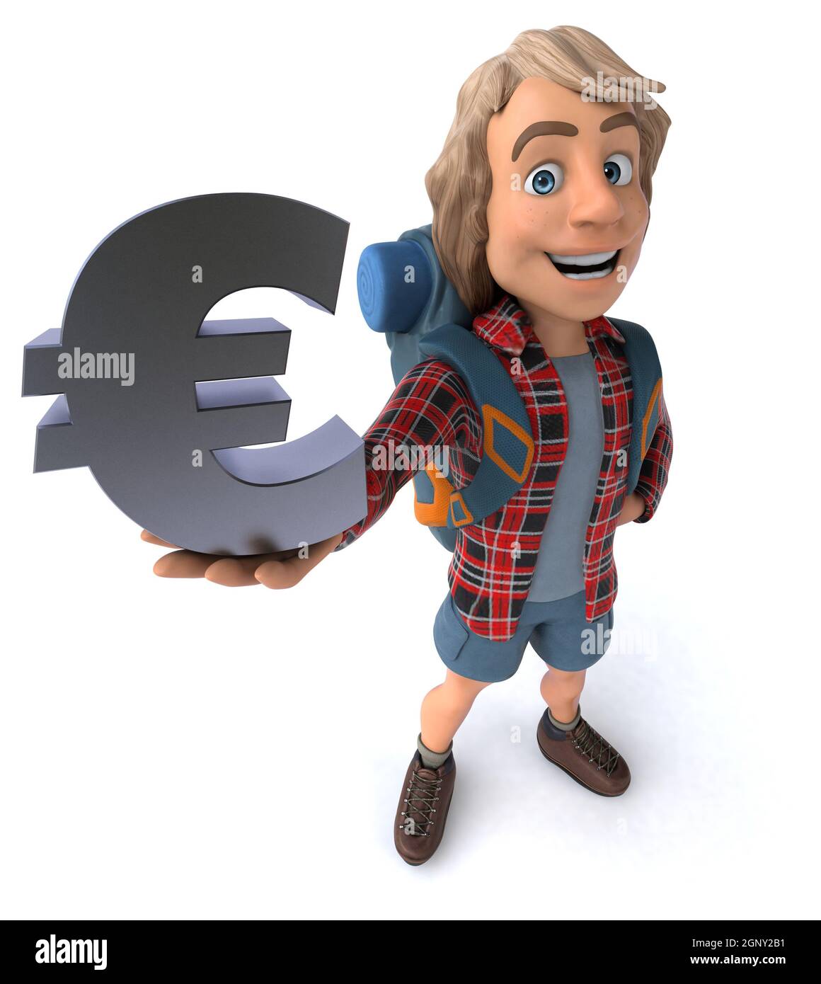 Fun backpacker cartoon guy Stock Photo - Alamy