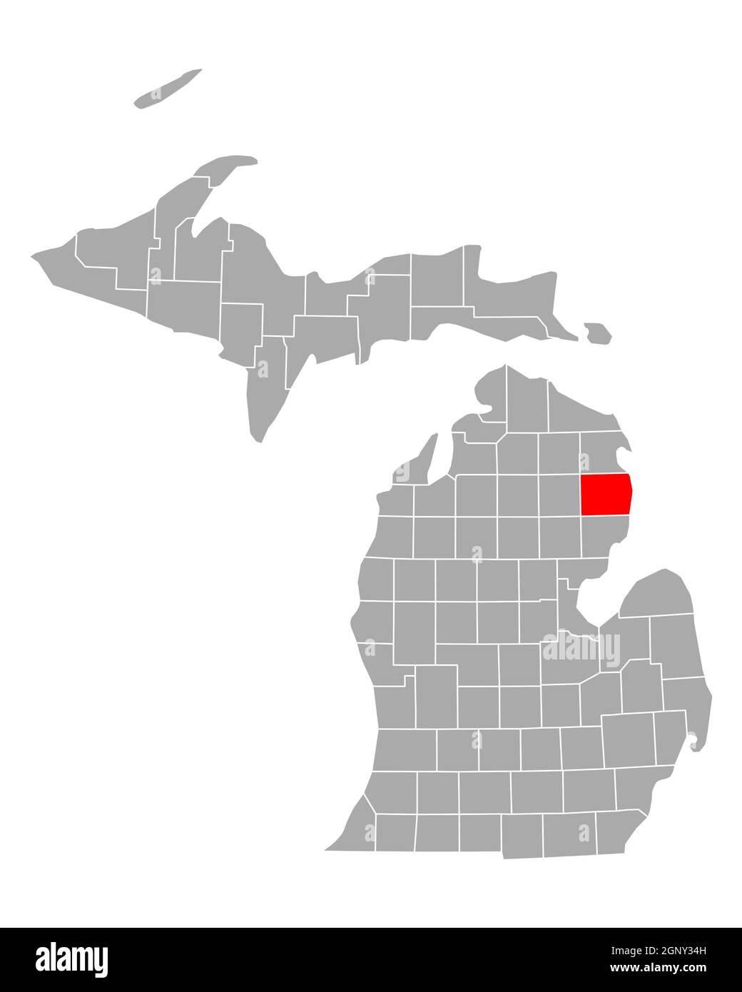 Map of Alcona in Michigan Stock Photo - Alamy