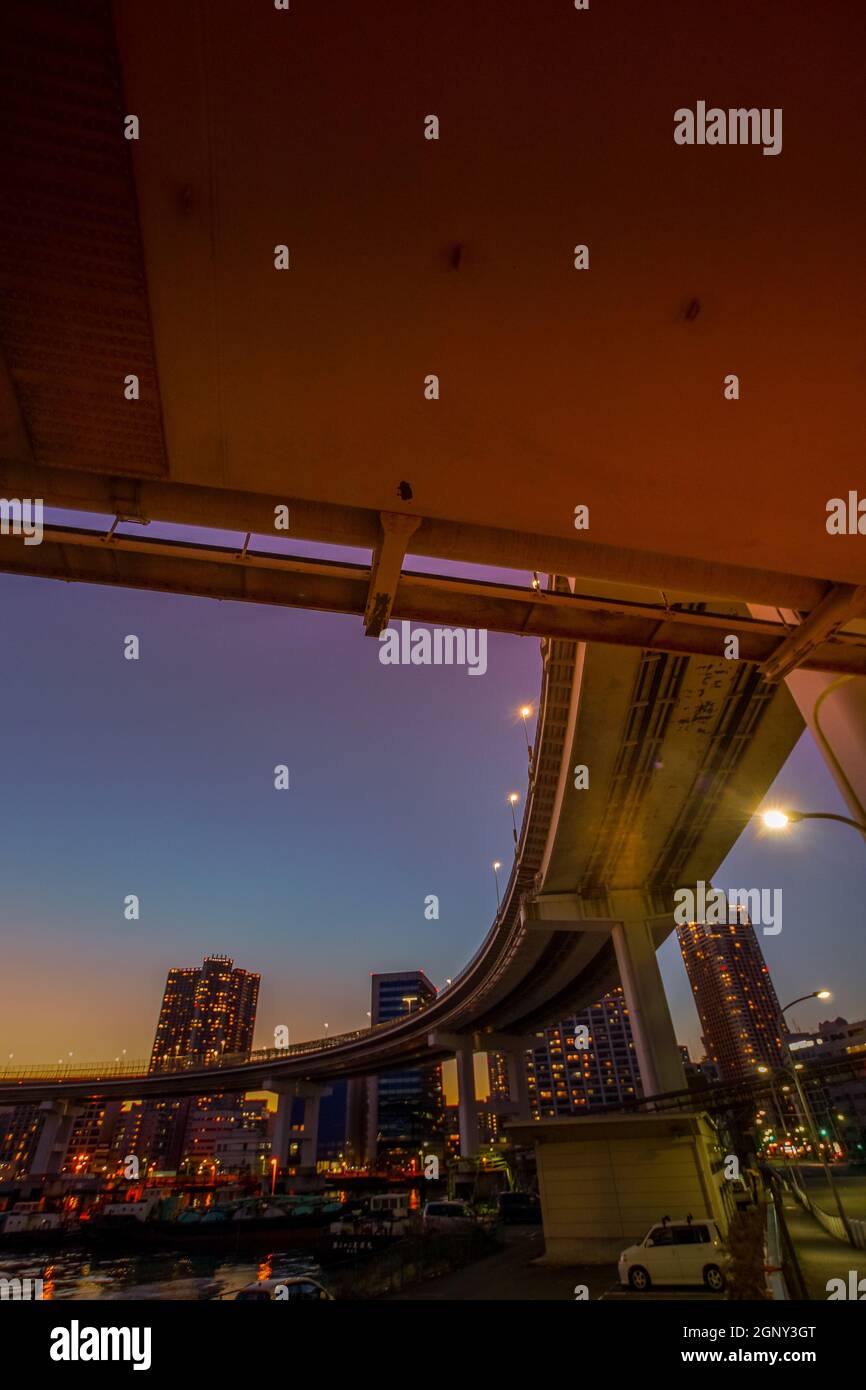 Bayshore Route and Tokyo sunset. Shooting Location: Tokyo metropolitan ...