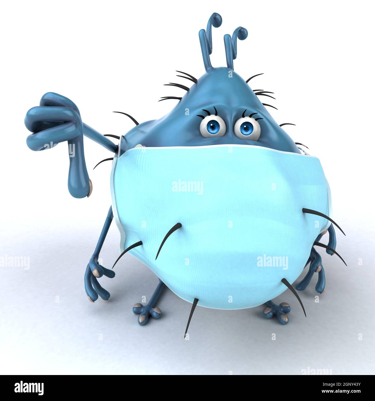 Fun 3D illustration of a cartoon microbe with a mask Stock Photo - Alamy