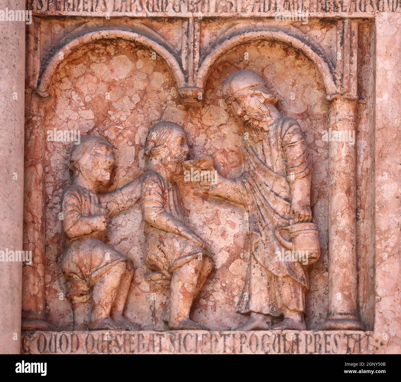 Christ Performing Works of Mercy relief at the baptistry from Benedetto ...