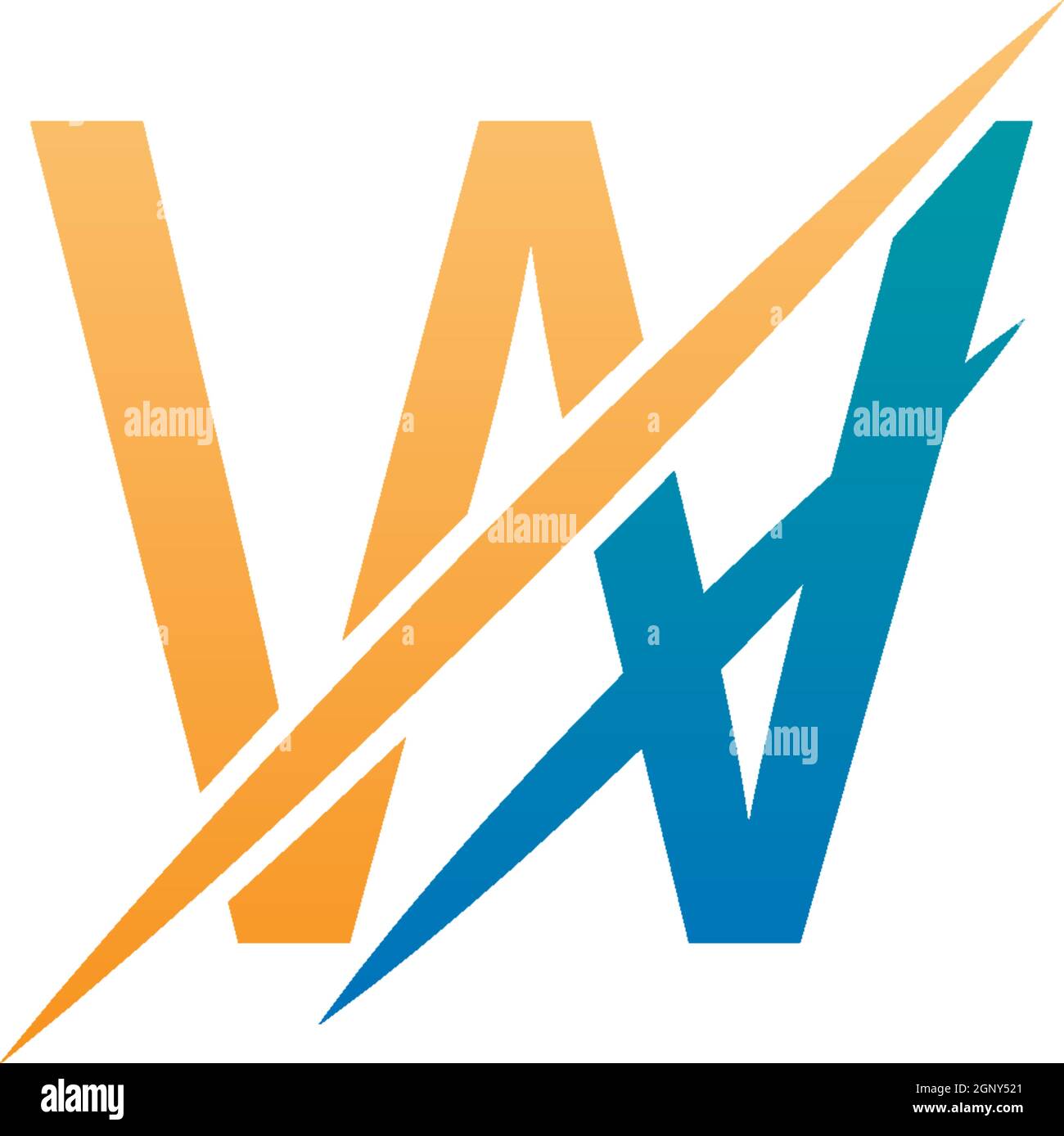W Letter Slash Logo, Concept Letter W + icon slash illustration Stock ...