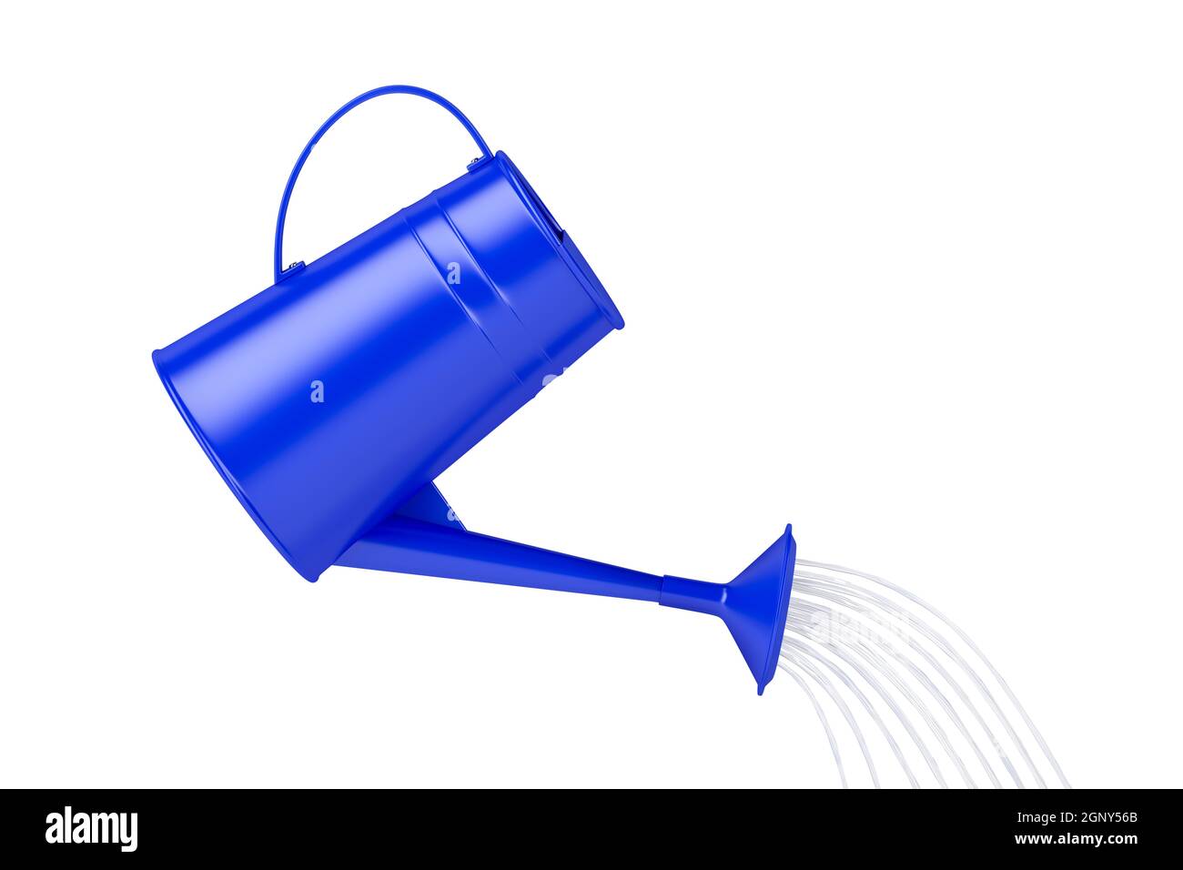 Pouring water from a blue watering can Stock Photo - Alamy