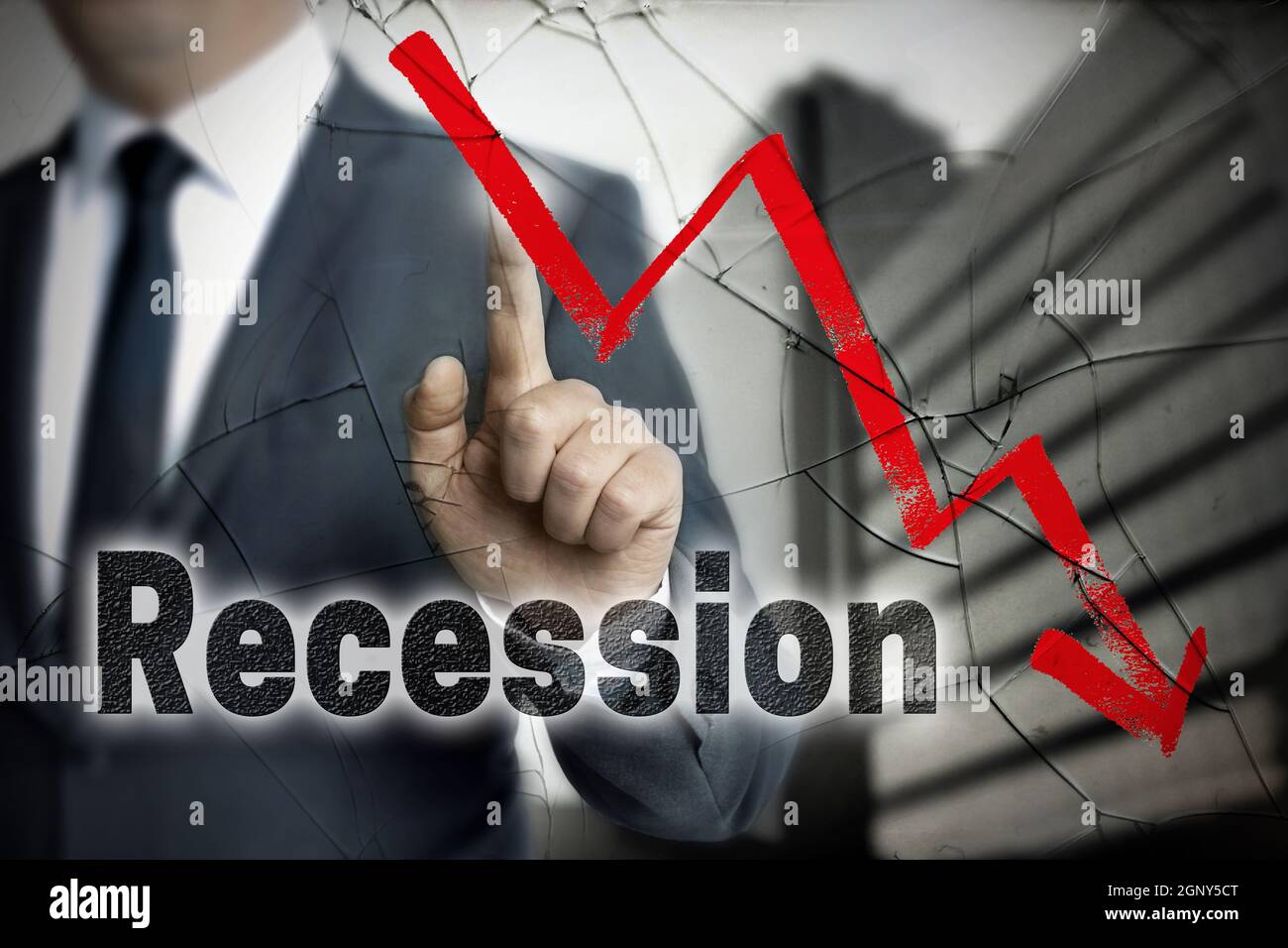 Recession concept is shown by businessman Stock Photo - Alamy