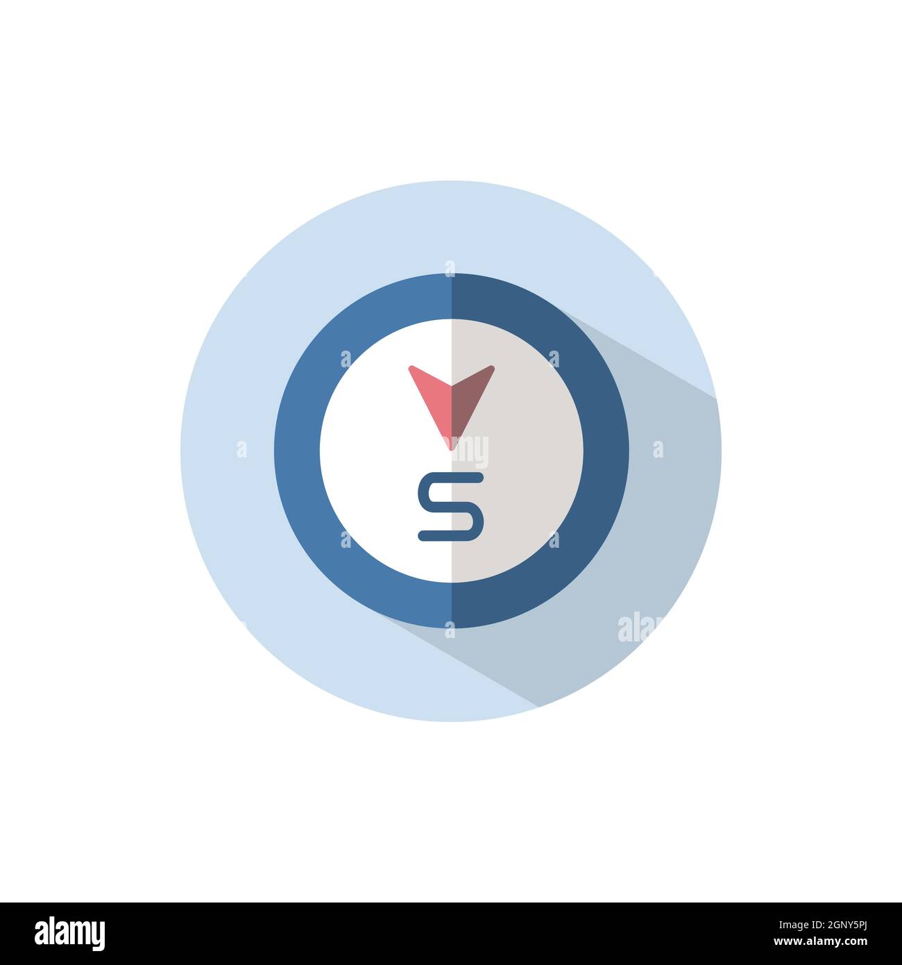 South direction. Flat icon on a circle. Weather vector illustration ...