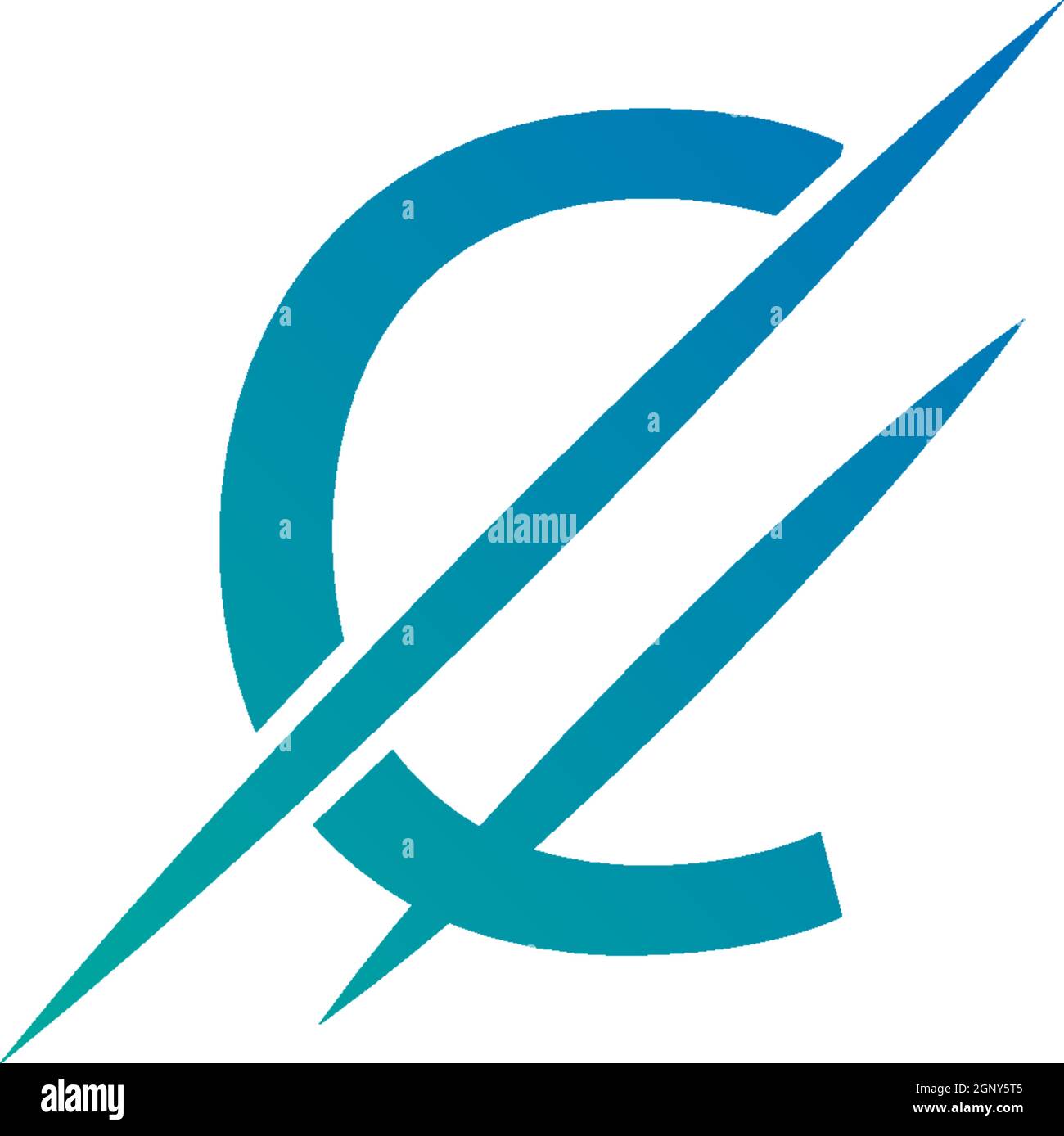 C Letter Slash Logo, Concept Letter C + icon slash illustration Stock ...