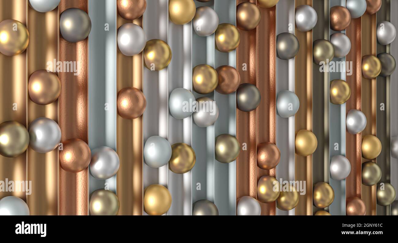 metallic spheres of different materials minimalist abstract background ...