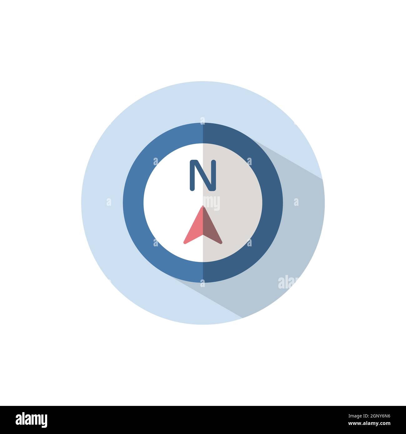 North direction. Flat icon on a circle. Weather vector illustration ...