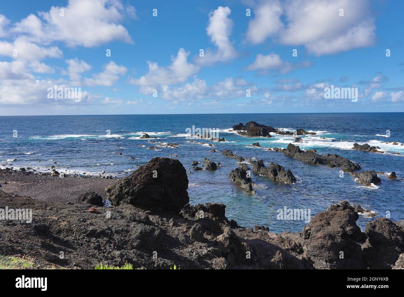 Azores (Portugal) coastline landscape of the island of Sao Miguel ...