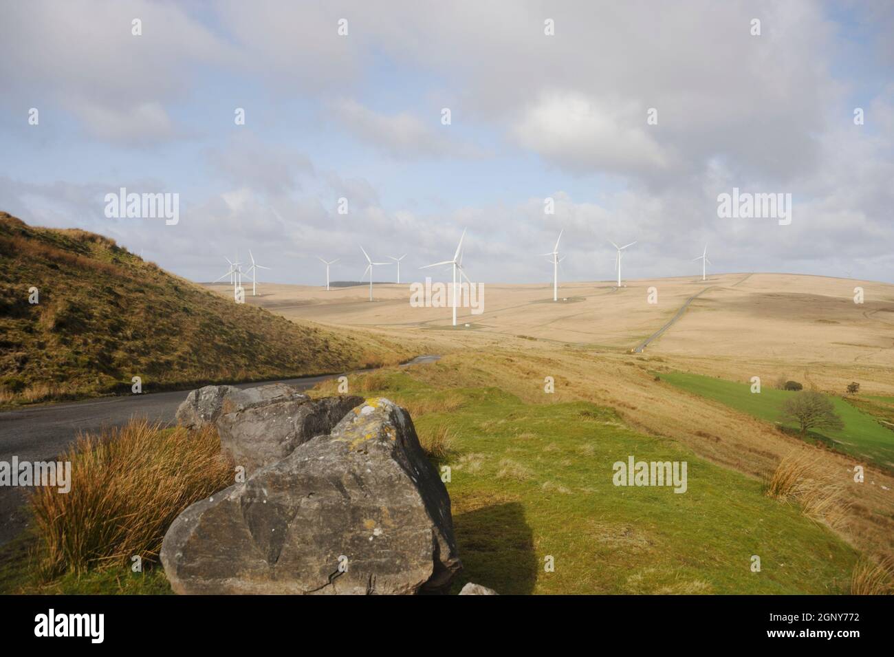 Wind Turbines at the head of the Clydach Valley, South Wales, UK Stock ...