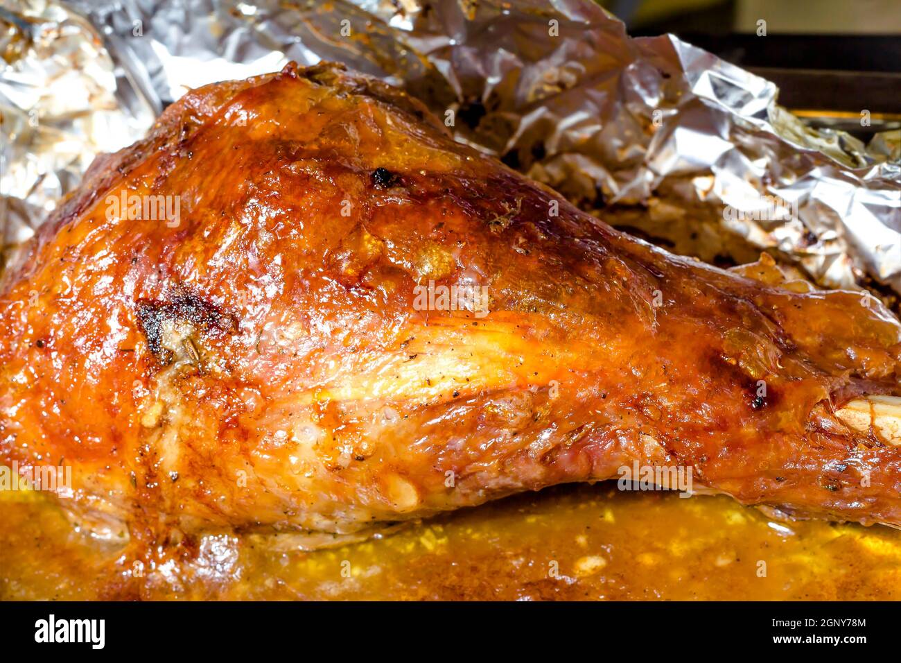 Pieces of roast turkey meat. Recipe for cooking meat. Fried chicken ...