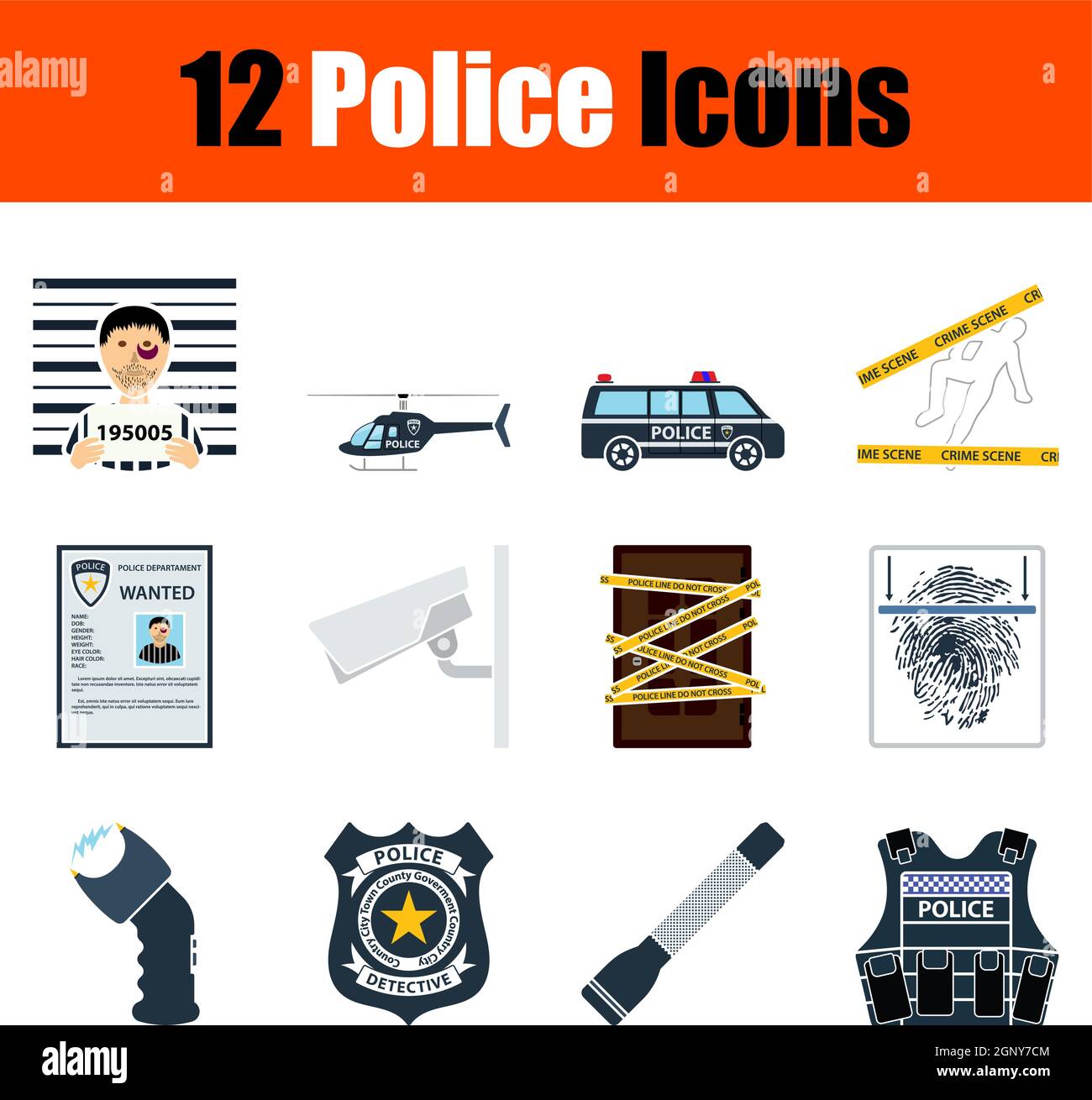 Police Icon Set Stock Vector Image & Art - Alamy