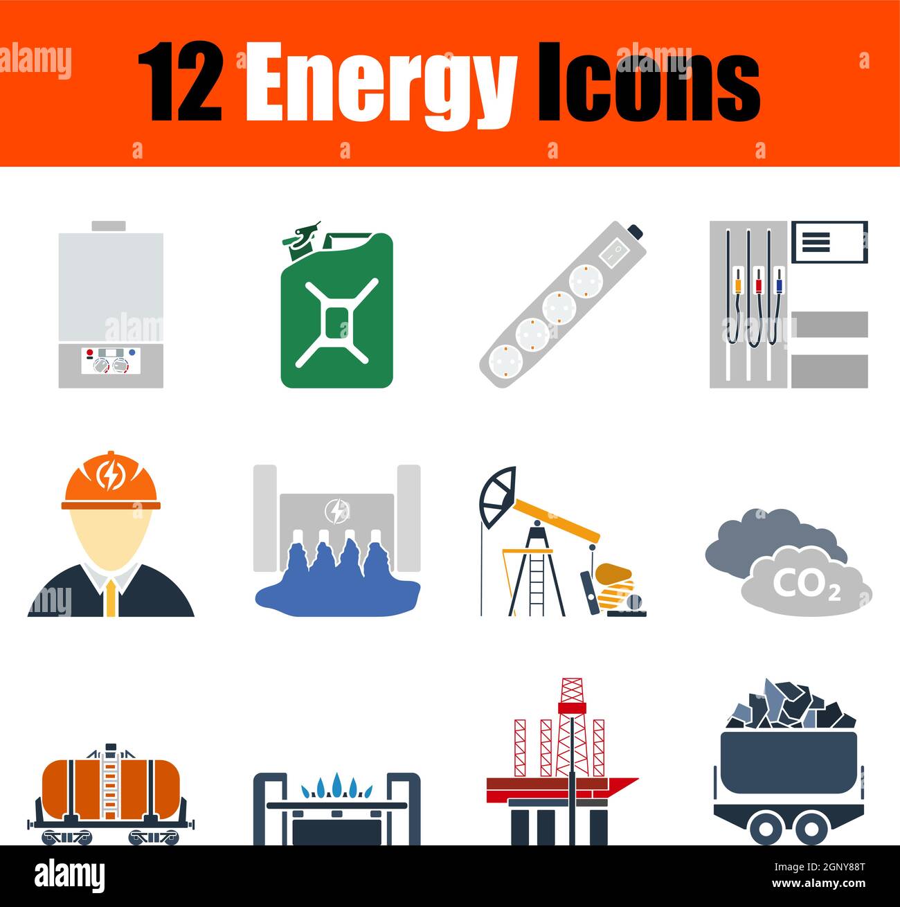 Energy icon set vector hi-res stock photography and images - Alamy