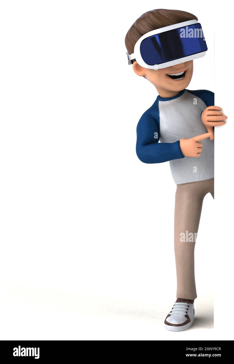 Fun 3D illustration of a cartoon kid with a VR helmet Stock Photo - Alamy