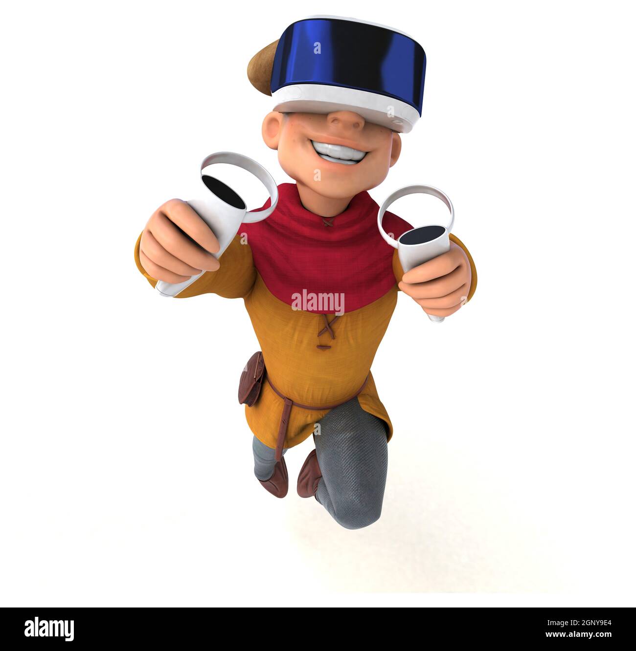 Fun 3D Illustration of a medieval man with a VR Helmet Stock Photo - Alamy
