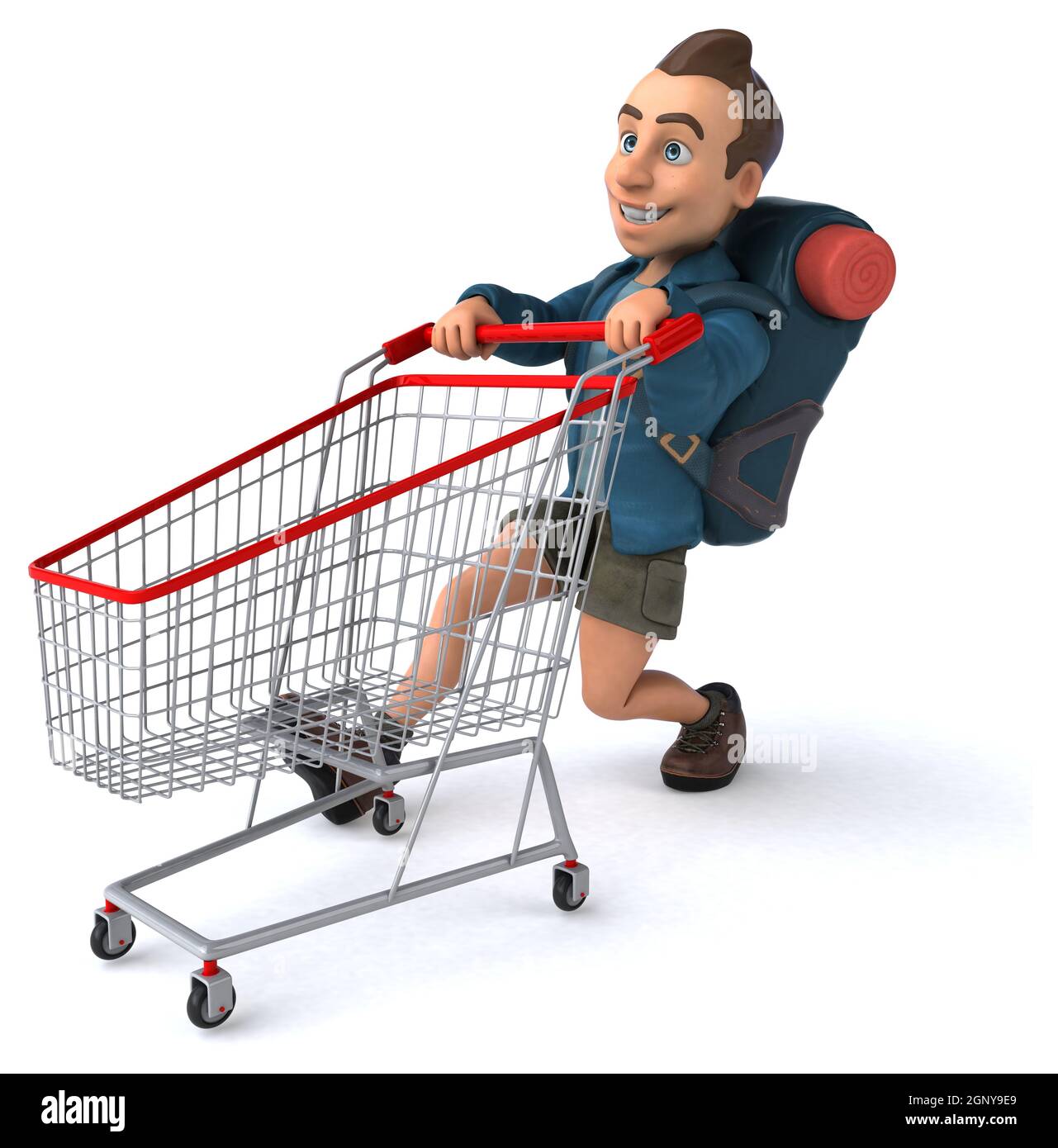 Fun illustration of a 3D cartoon backpacker Stock Photo - Alamy