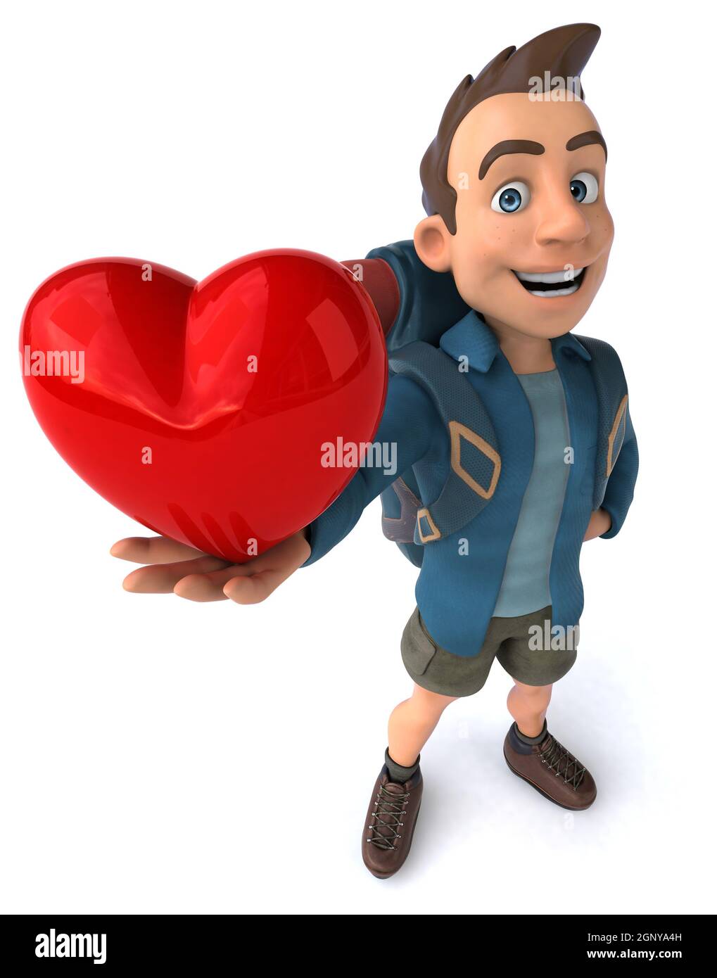 Fun illustration of a 3D cartoon backpacker Stock Photo - Alamy