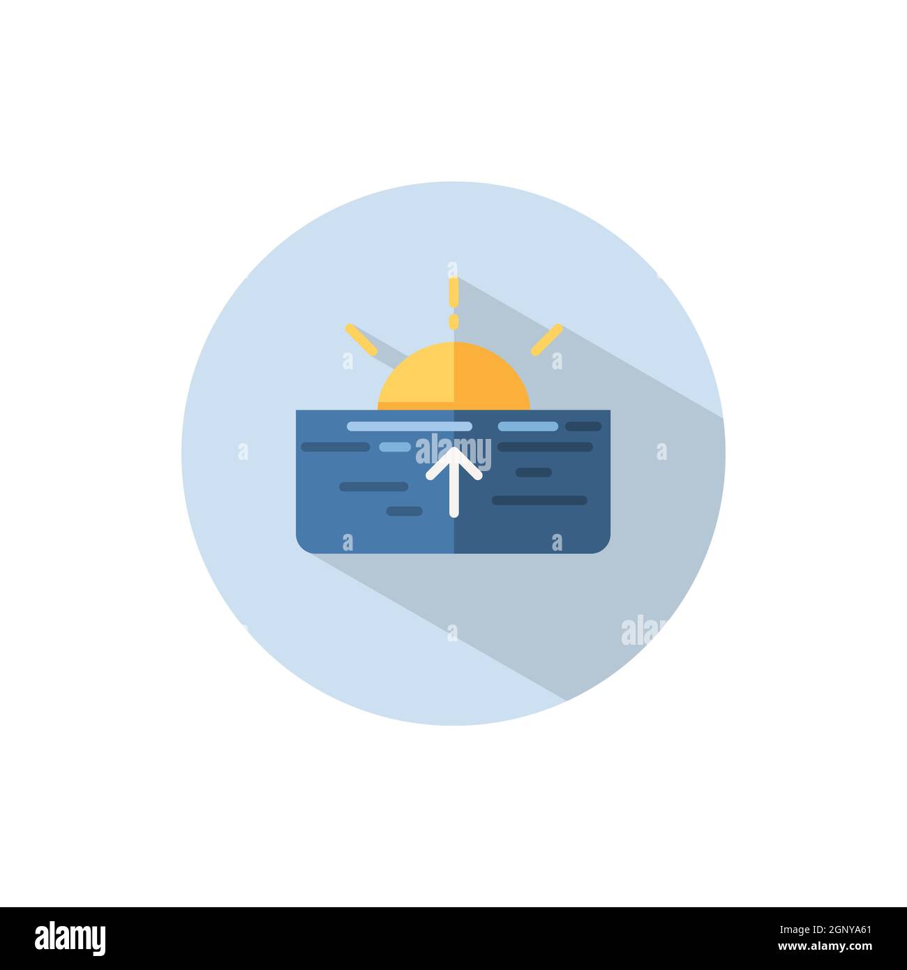 Sunrise. Flat icon on a circle. Weather vector illustration Stock ...