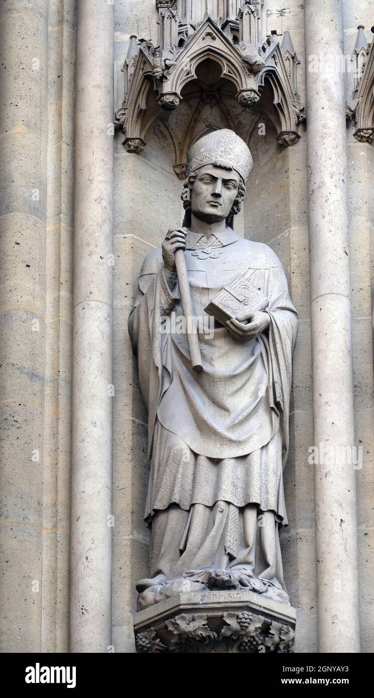 Statue of Saint on the portal of the Basilica of Saint Clotilde in ...