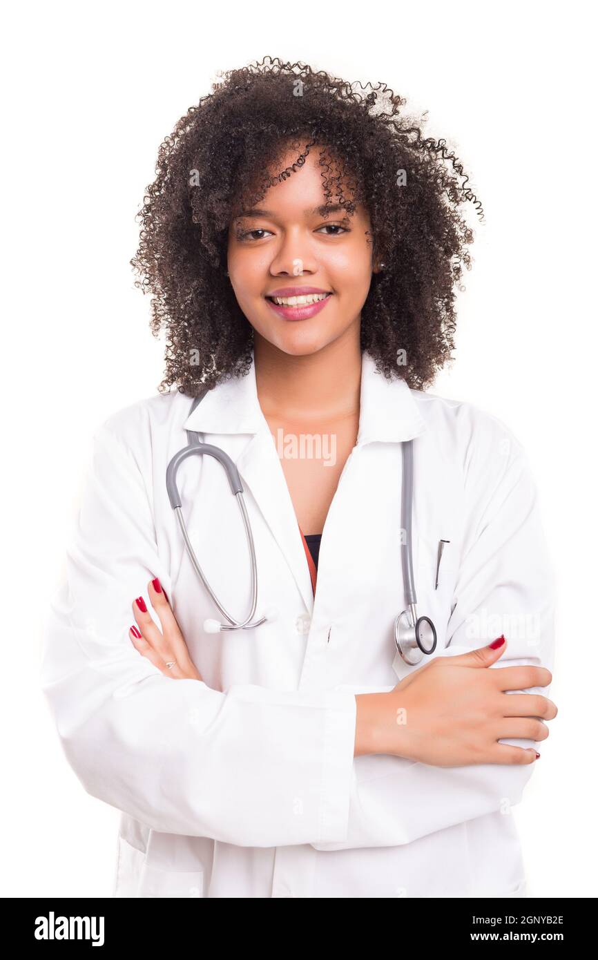 Studio shot of a beautiful african doctor Stock Photo - Alamy